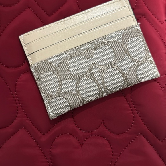 Coach | Accessories | Coach Signature Card Holder In Cream And Silver ...